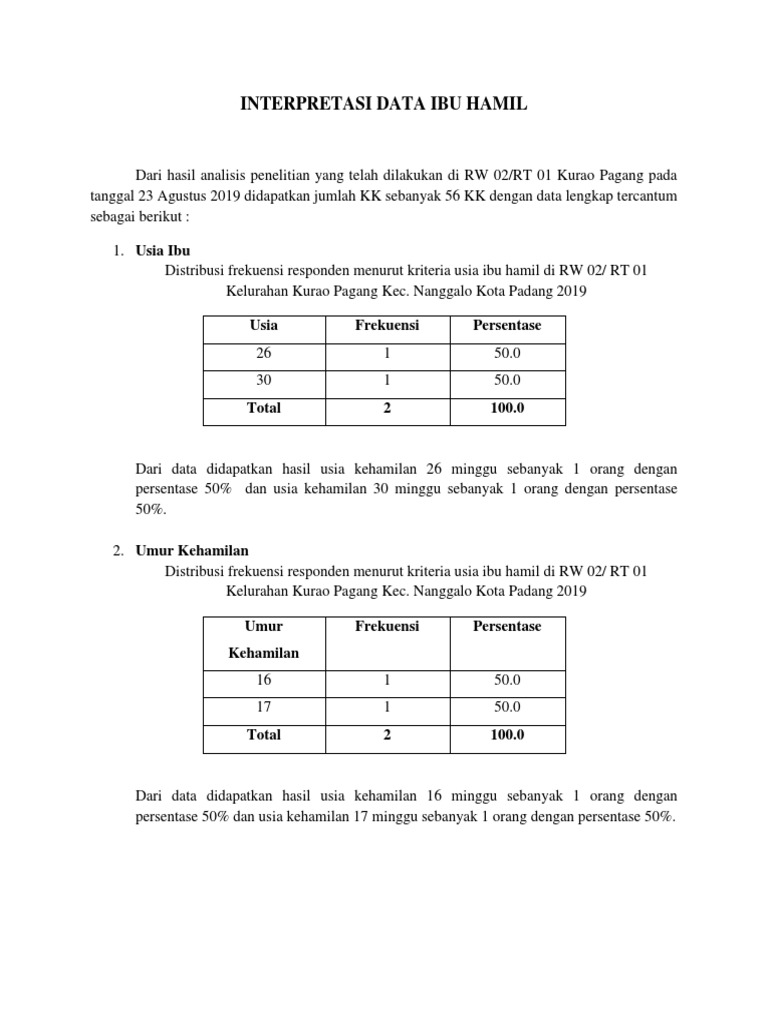 Interpretasi Data Ibu Hamil | PDF