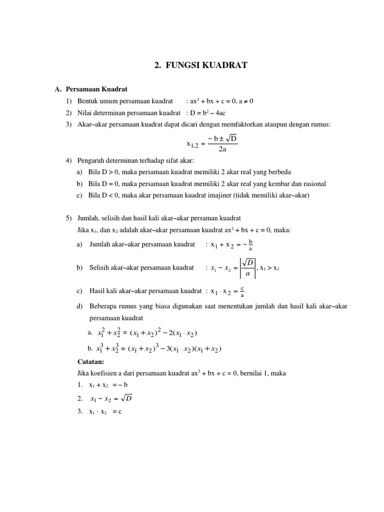 Bab 2 Fungsi Kuadrat | PDF | Metode & Bahan Ajar | Sains & Matematika