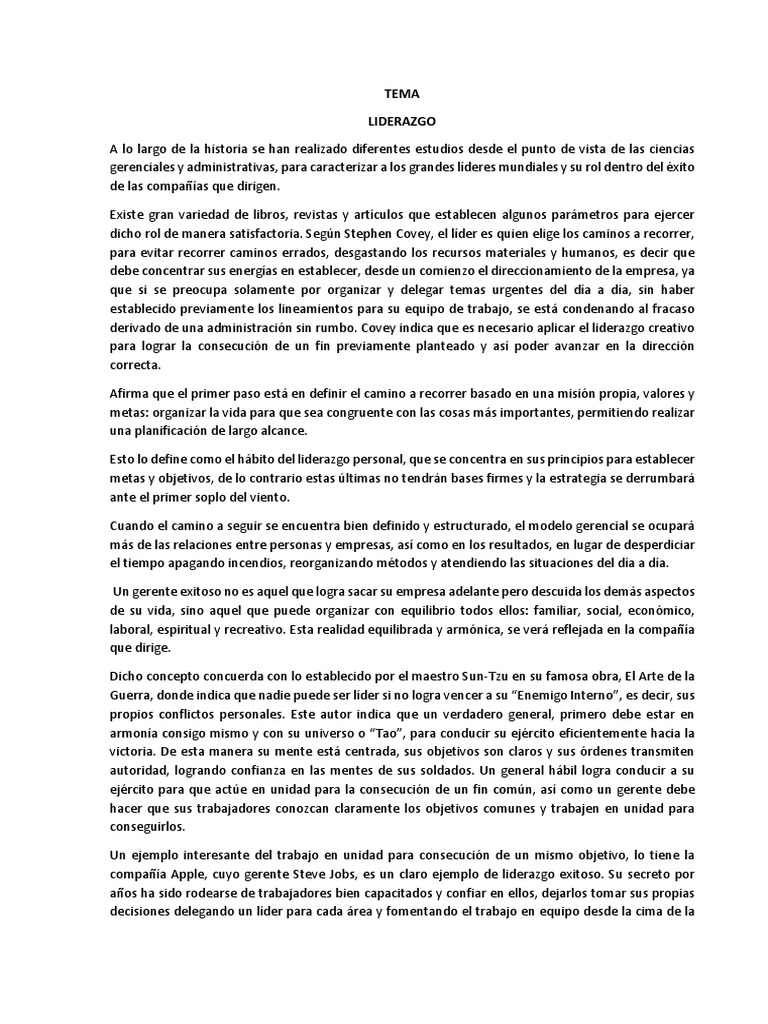 LIDERAZGO | PDF | Liderazgo | Planificación