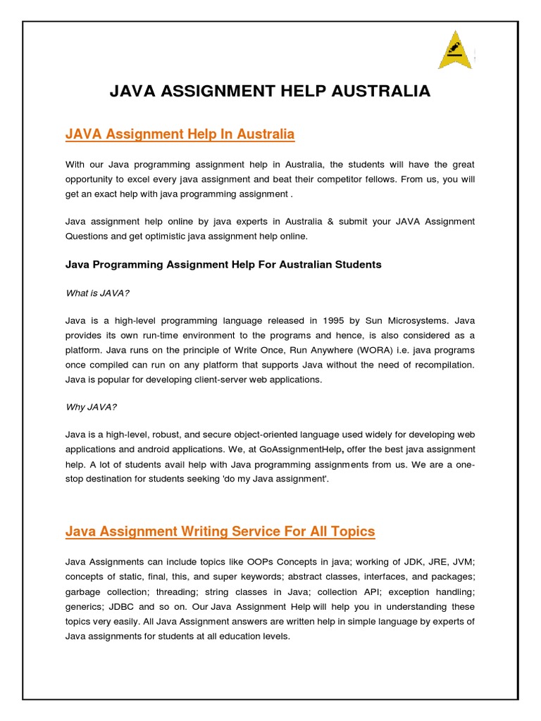JAVA Assignment Help in Australia | PDF | Java (Programming Language ...