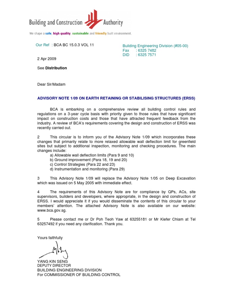 BCA Advisory Notes On ERSS PDF | PDF | Soil Mechanics | Geotechnical ...