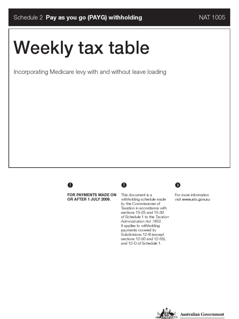 Weekly Tax Table | PDF | Withholding Tax | Payments