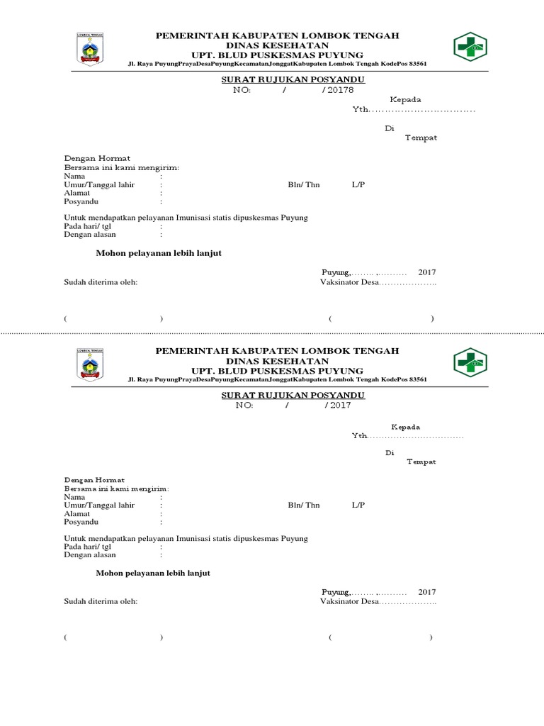 Surat Rujukan Posyandu | PDF