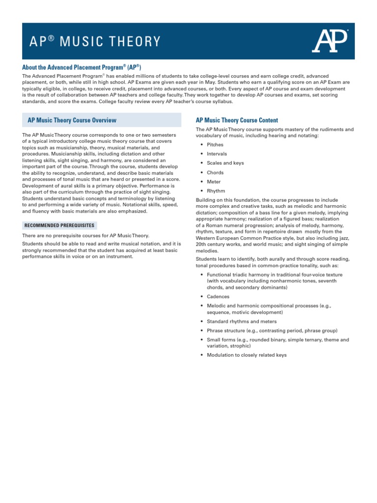 Ap Music Theory Course , Theory – OARGV