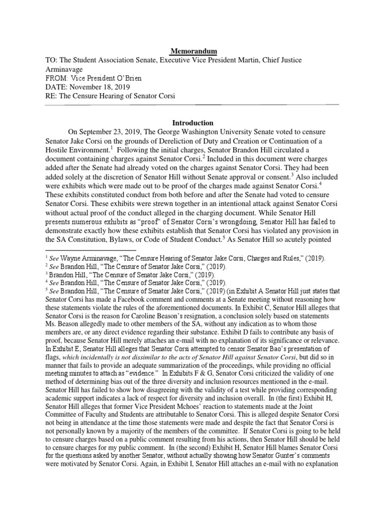 Censure Hearing of Senator Corsi | PDF | United States Senate | United ...