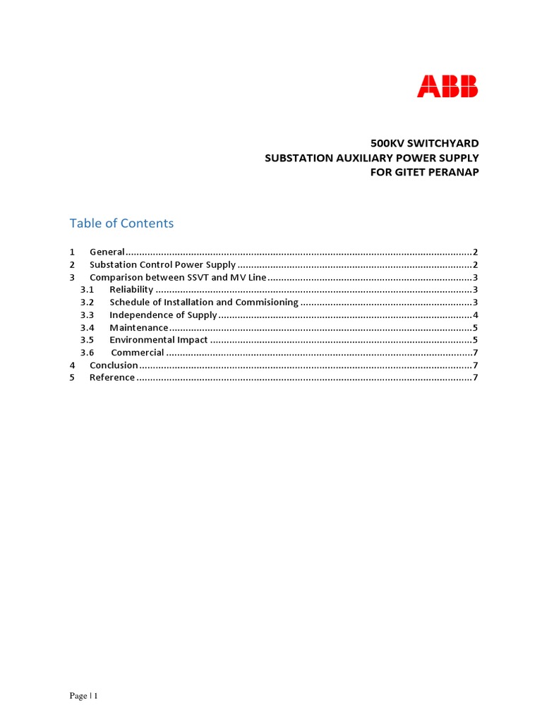 Substation Auxiliary Power - SSVT | PDF | Electrical Substation ...