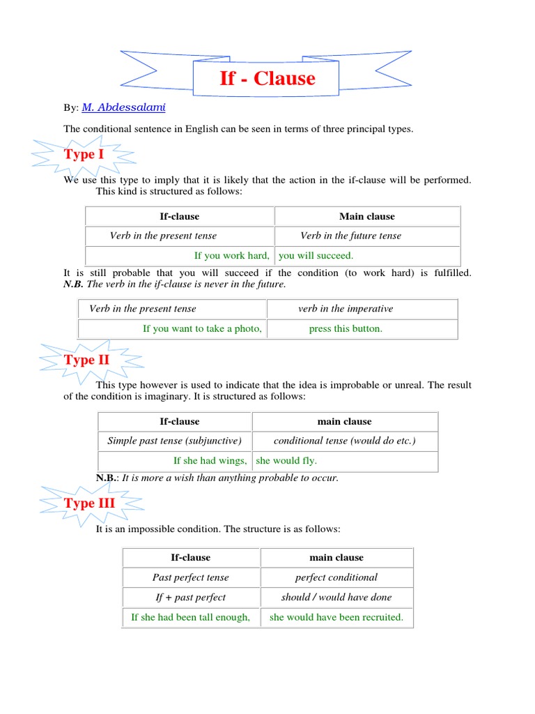 If - Clause PDF | PDF | Grammatical Tense | Onomastics