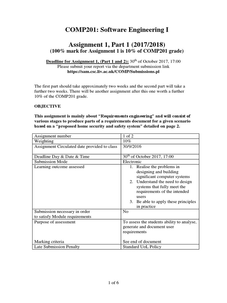 Assignment1 Part1 Comp201 2017 | PDF | Security Alarm | Use Case