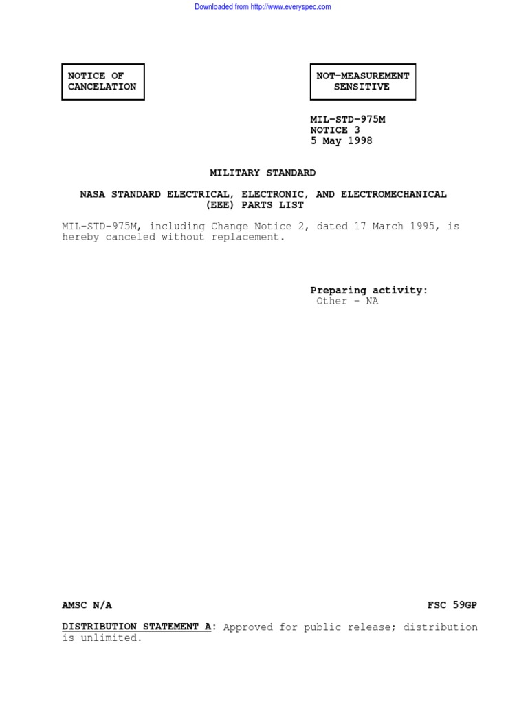 Mil STD 975M - Notice 3 PDF | PDF