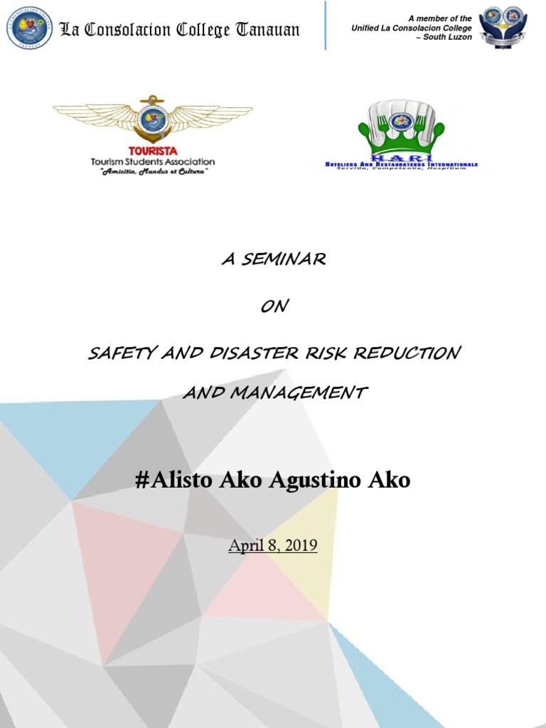 Safety and Disaster Risk Seminar 2019 | PDF | Disaster Risk Reduction ...