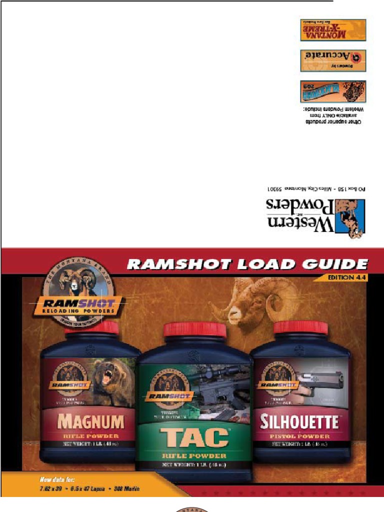 Ramshot 4.4 Load Guide - Hand Loading Guide For Ramshot Brand Powders ...