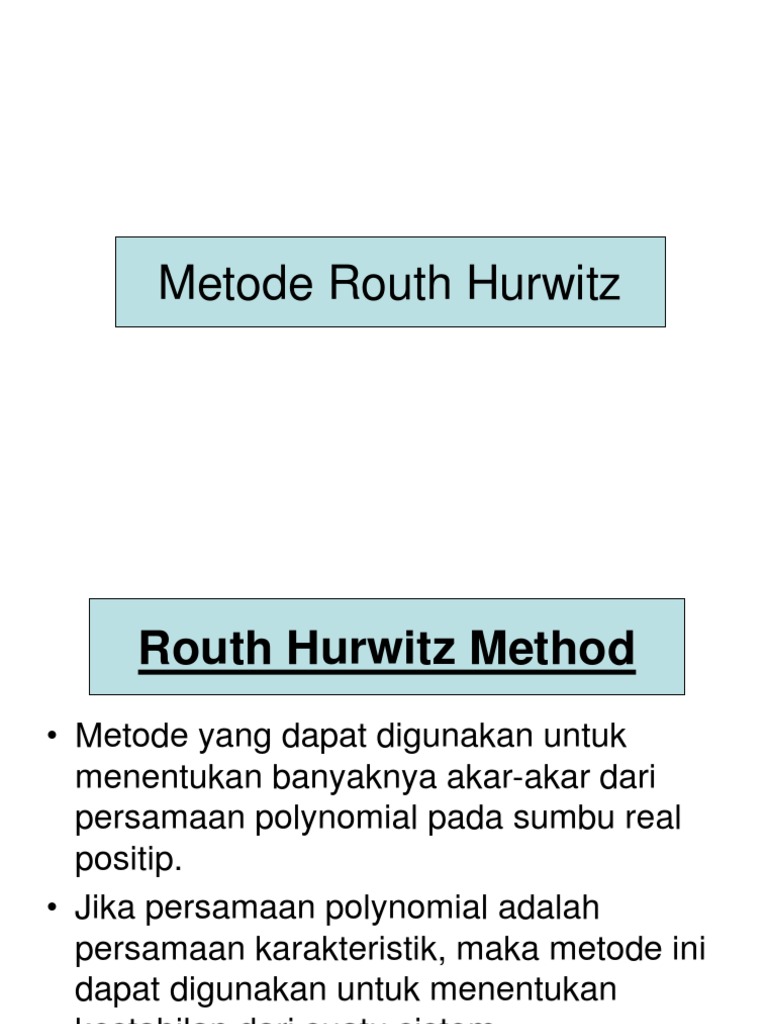 Stabilitas Sistem dengan Routh-Hurwitz | PDF