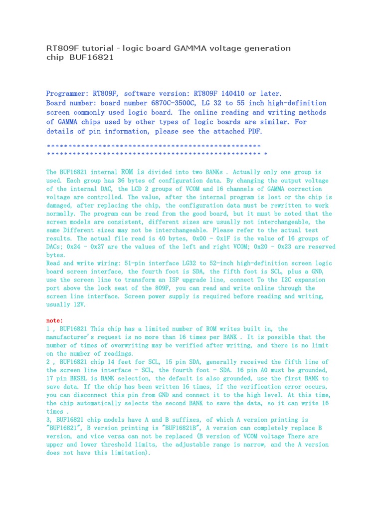 RT809F TutorialLlogic Board Gamma Chip BUF16821 | PDF | Office ...