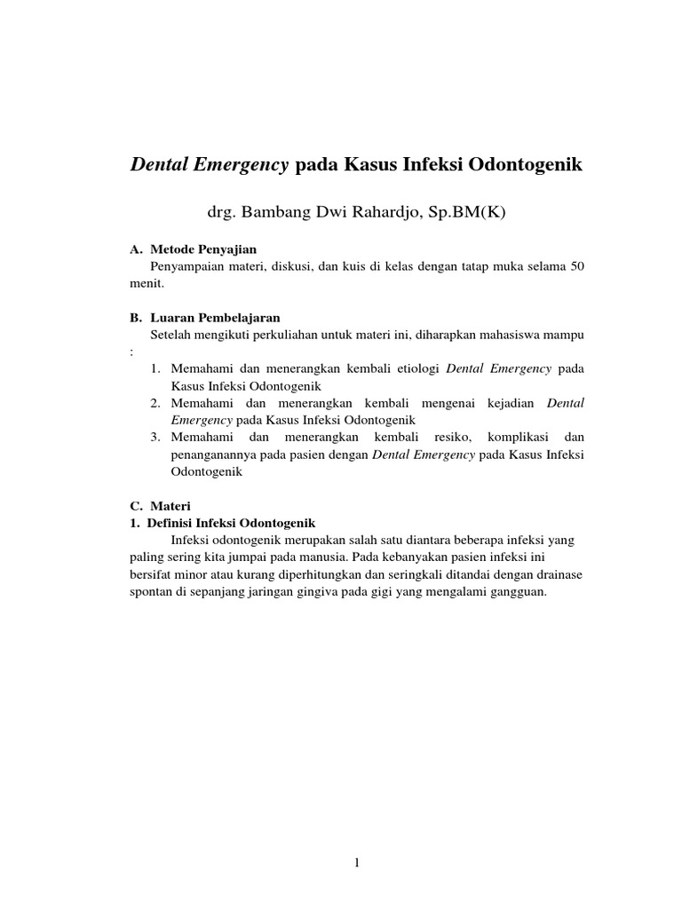 Modul Dental Emergency Infeksi Odontogenik | PDF