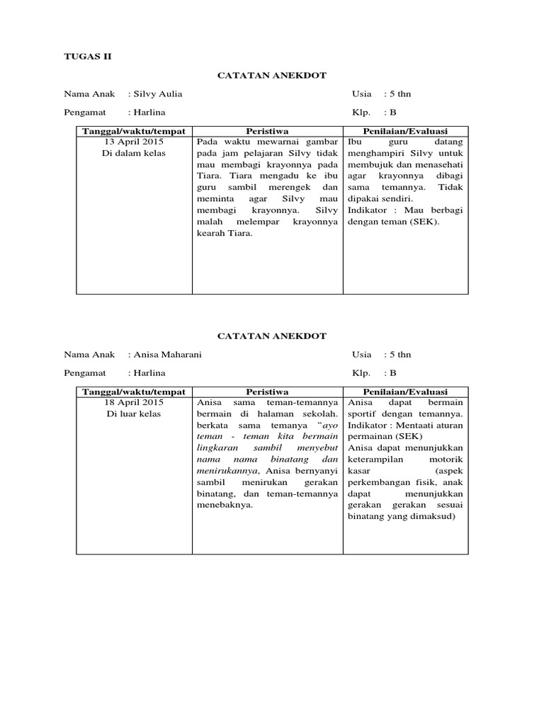 Tugas Catatan Anekdot | PDF