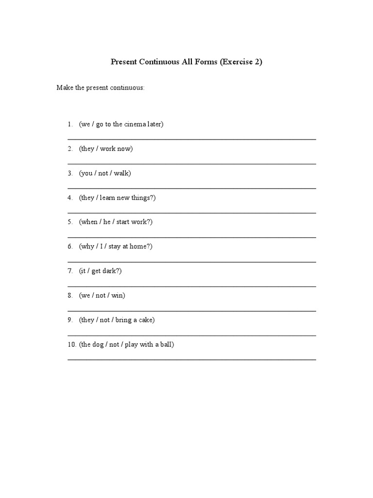 Present Continuous All Forms Exercise 2 | PDF