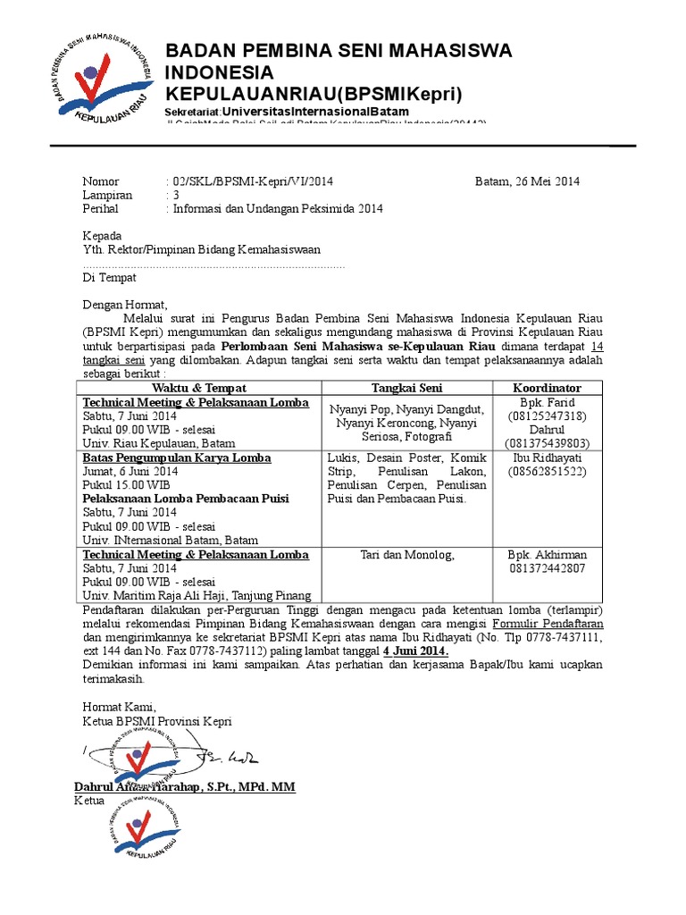 Revisi Surat BPSMI | PDF