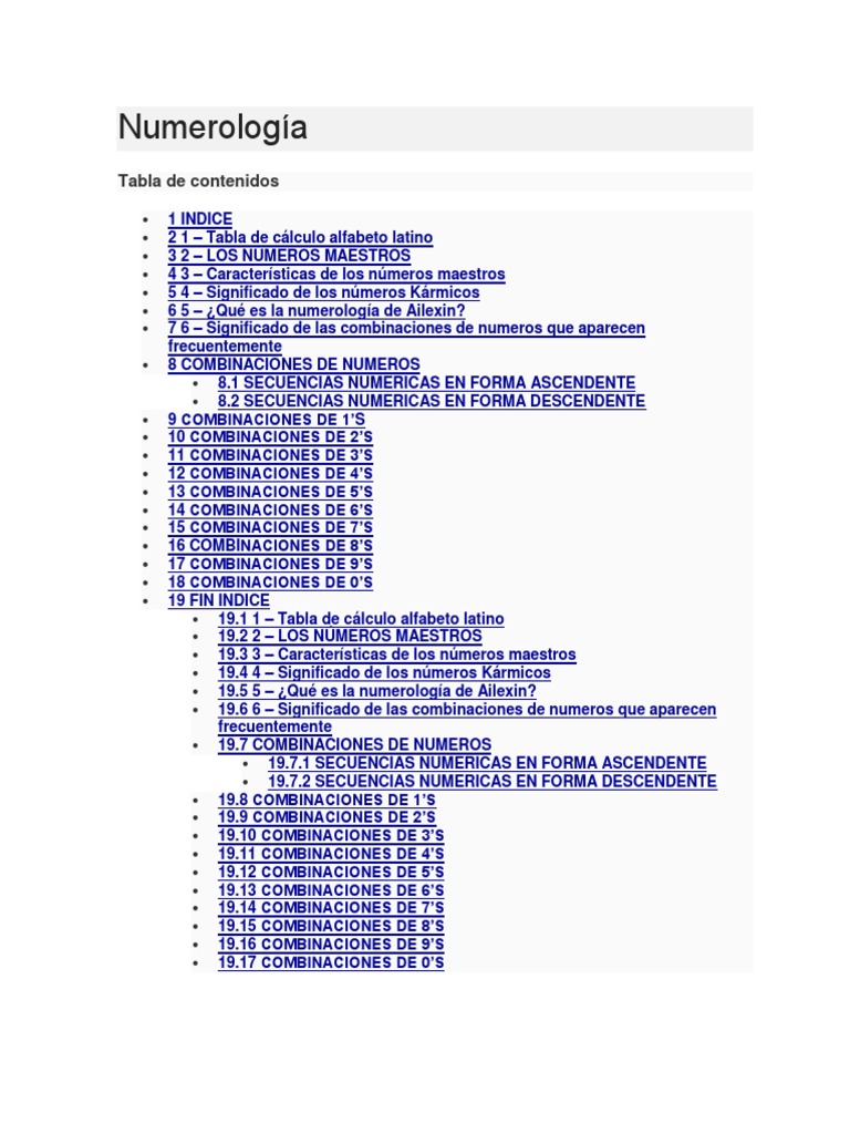 Tabla de Numerología y Significados | PDF | Vida | Amor