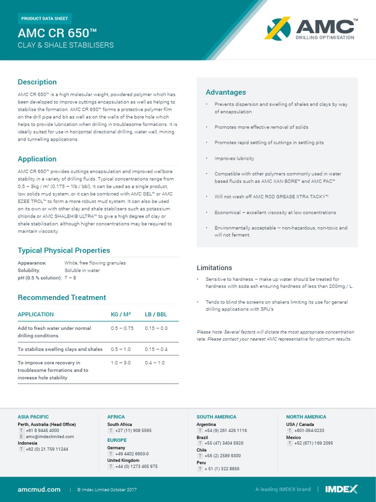 Amc CR 650 PDS | PDF | Materials | Chemical Substances