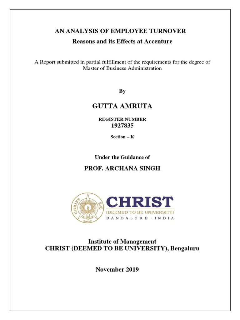 MBA Report: Accenture Turnover Analysis | PDF | Turnover (Employment ...