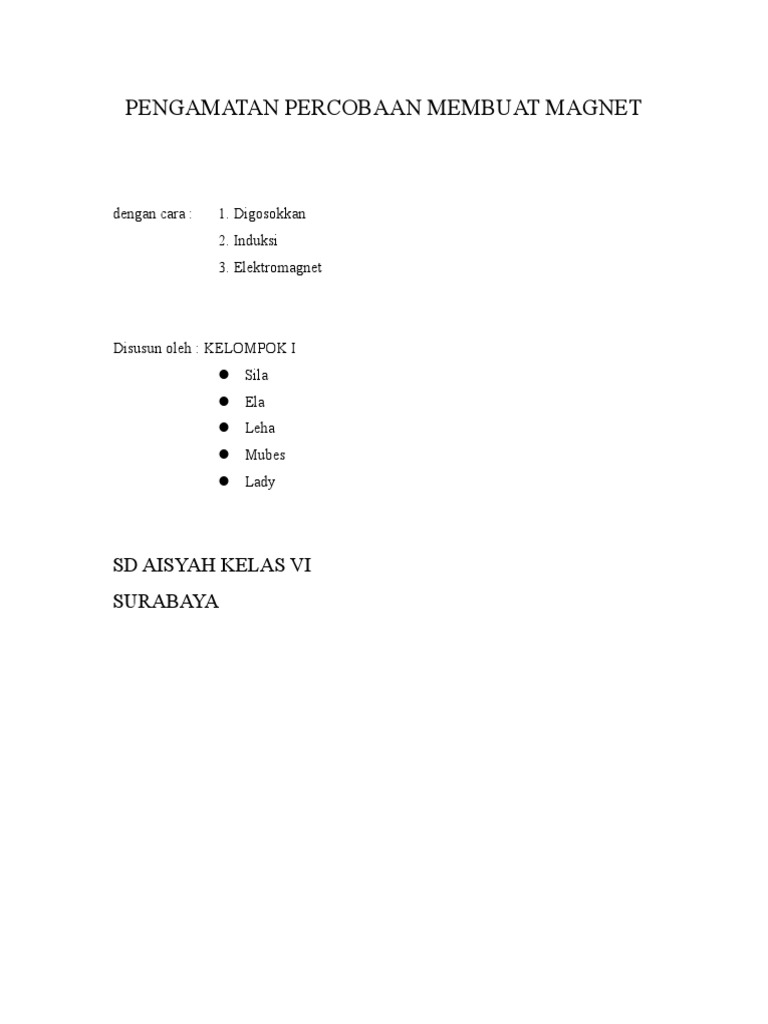 Pengamatan Percobaan Membuat Magnet | PDF