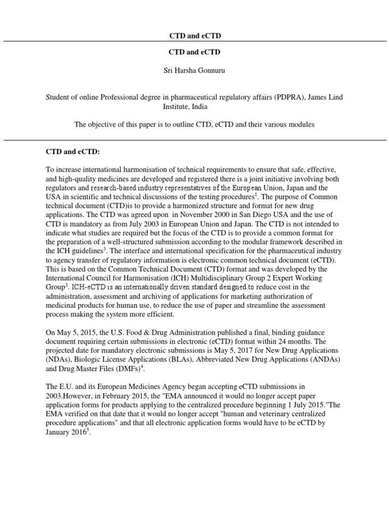 CTD and eCTD | PDF | Health Research | Pharmaceutical Sciences