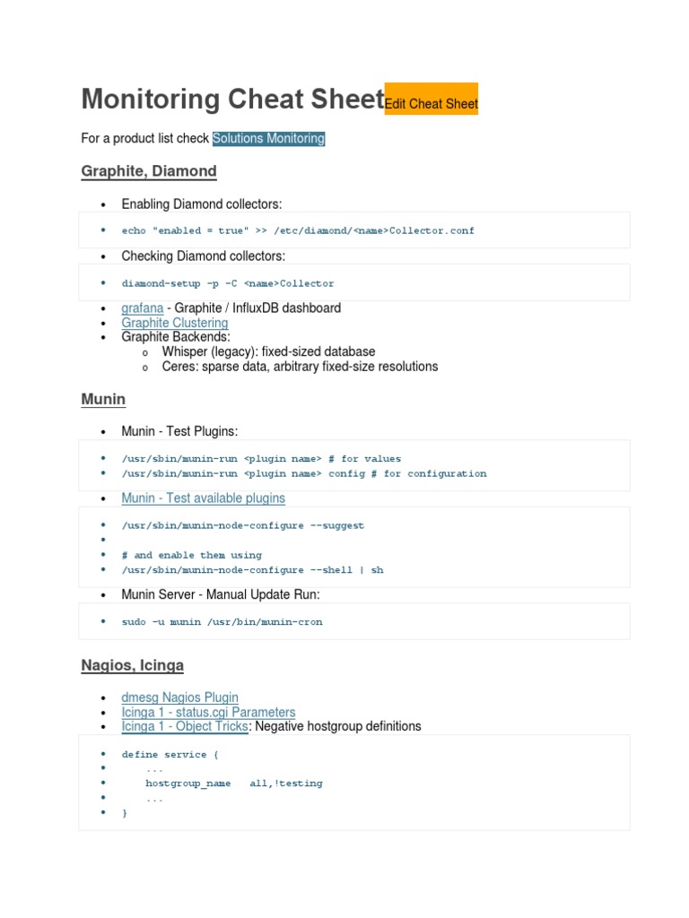 Monitoring Cheat Sheet | PDF