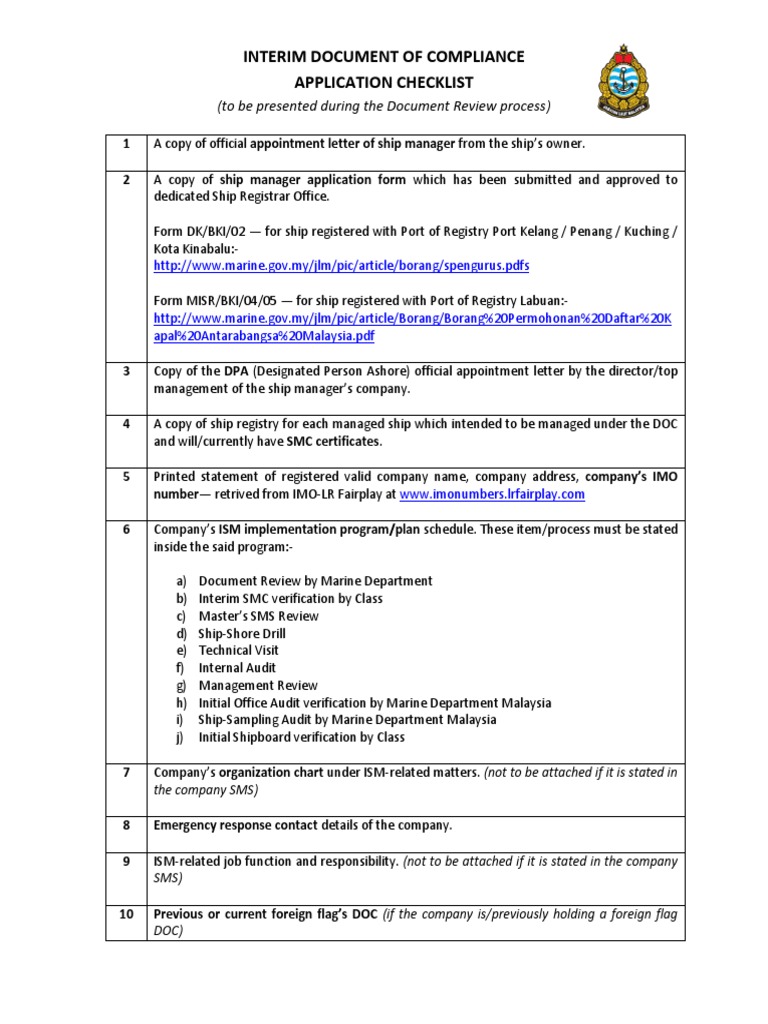 Interim DOC Checklist | PDF