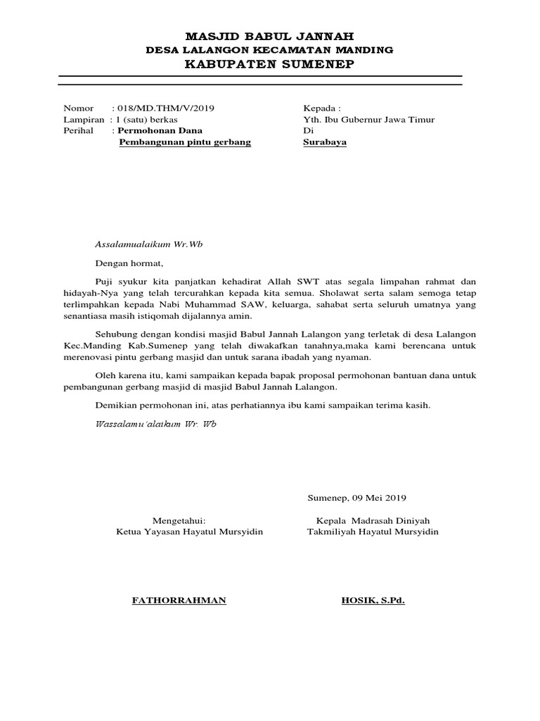 Proposal Renovasi Masjid Babul Jannah | PDF