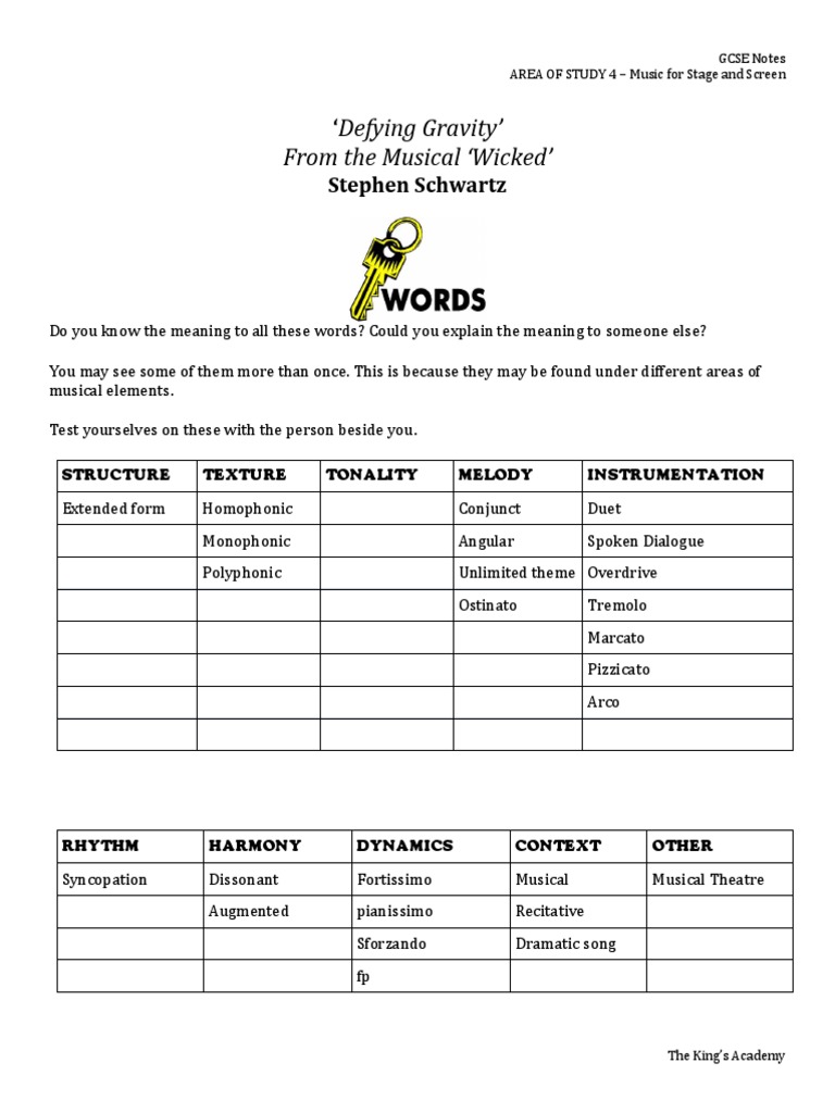 Wicked Work Booklet Answers-2 | PDF | Song Structure | Tempo