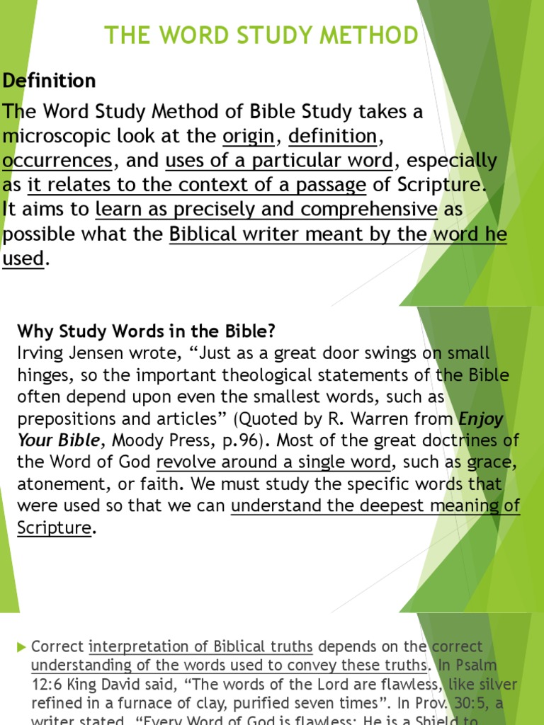 The Word Study Method | PDF | Translations | Bible