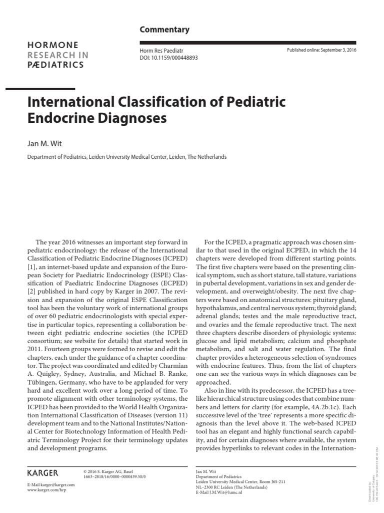 11 International Classification of Pediatric Endocrine Diagnoses | PDF ...