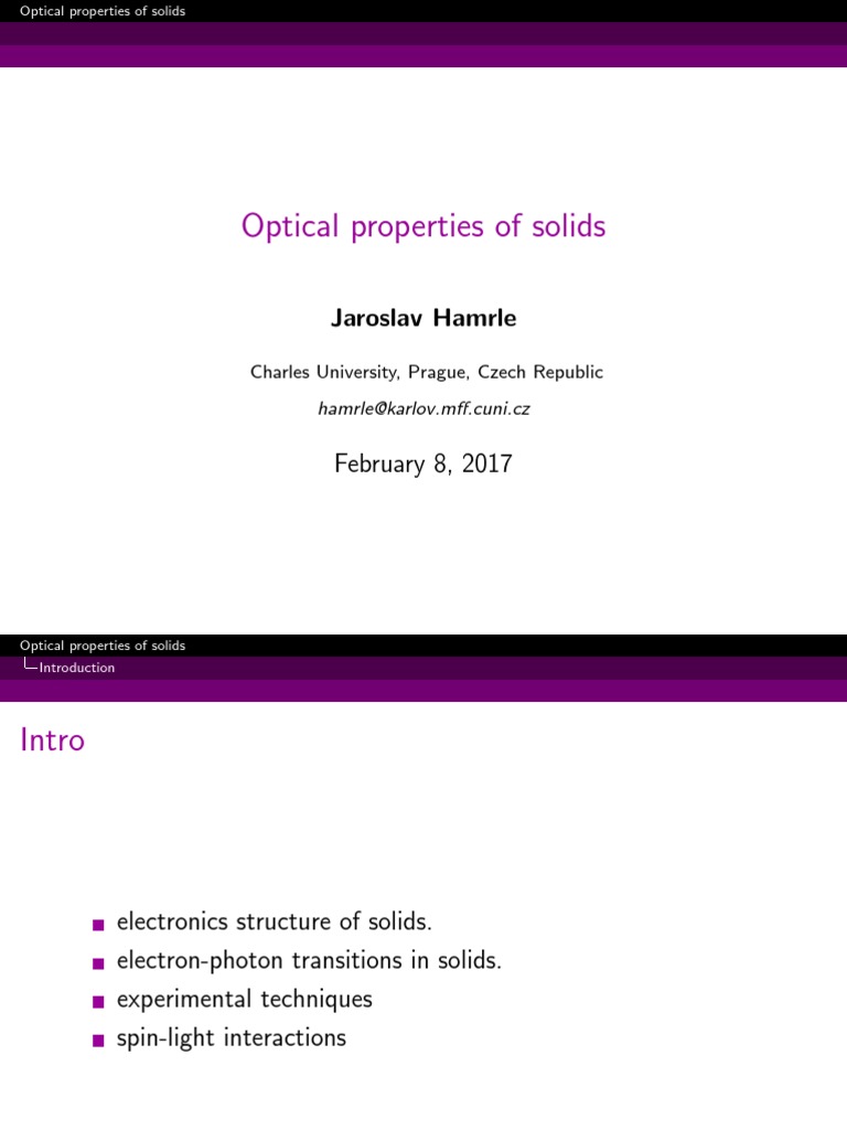 Optical Properties Solids | PDF | Condensed Matter | Electron