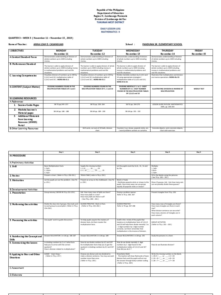 Q3 Math Week 3 | PDF | Division (Mathematics) | Teaching Mathematics