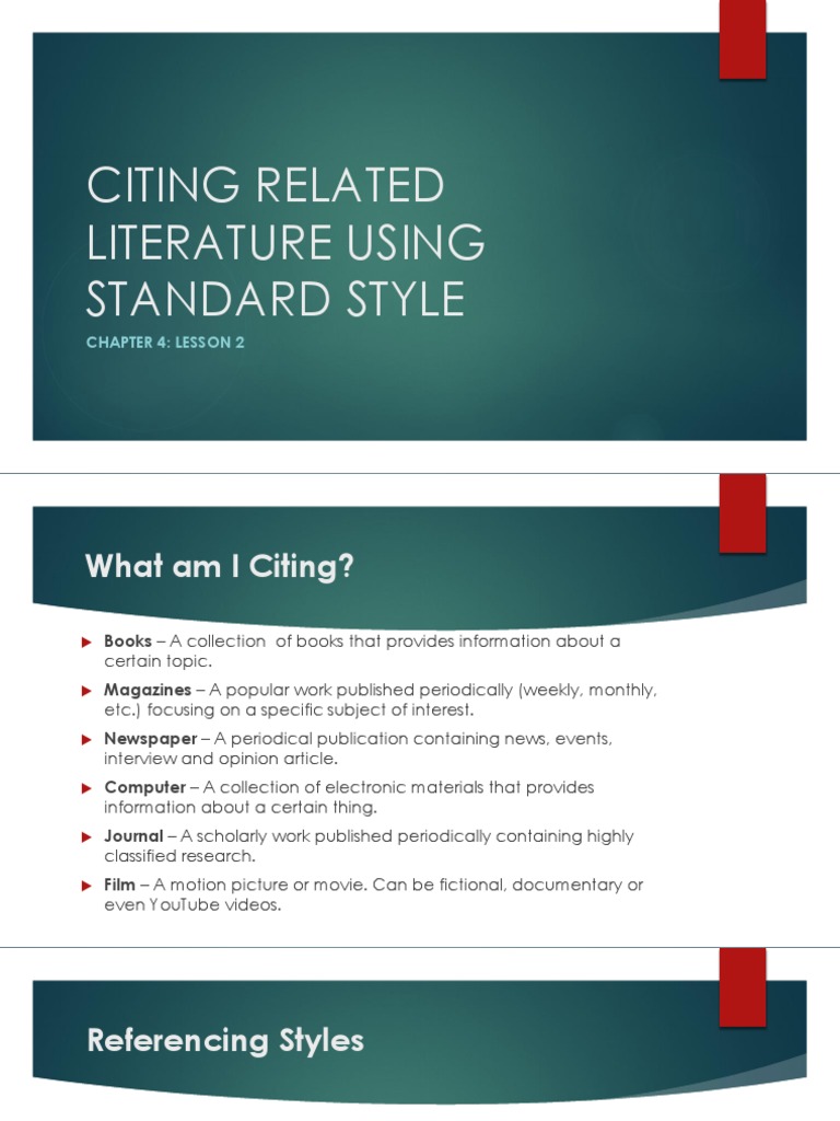 Citing Related Literature: Standard Styles | PDF | Humanities | Public ...