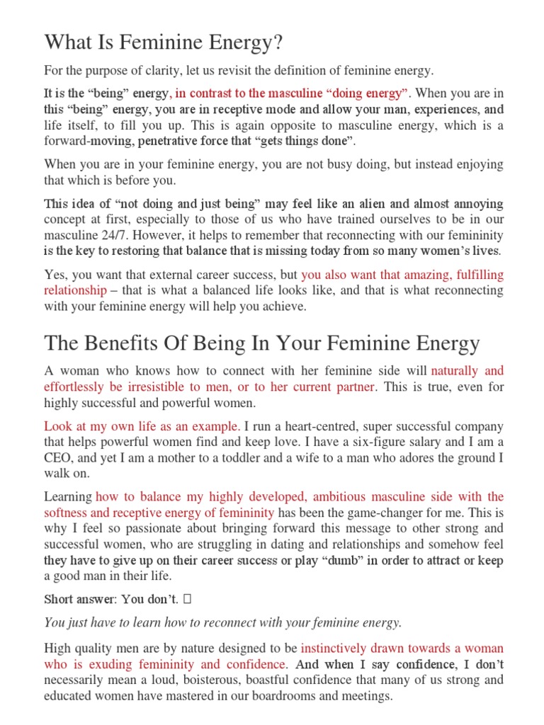 What Is Feminine Energy | PDF | Femininity | Emotions