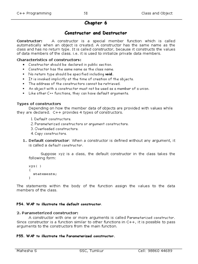 Chapter 6 Pdf Constructor Object Oriented Programming Programming