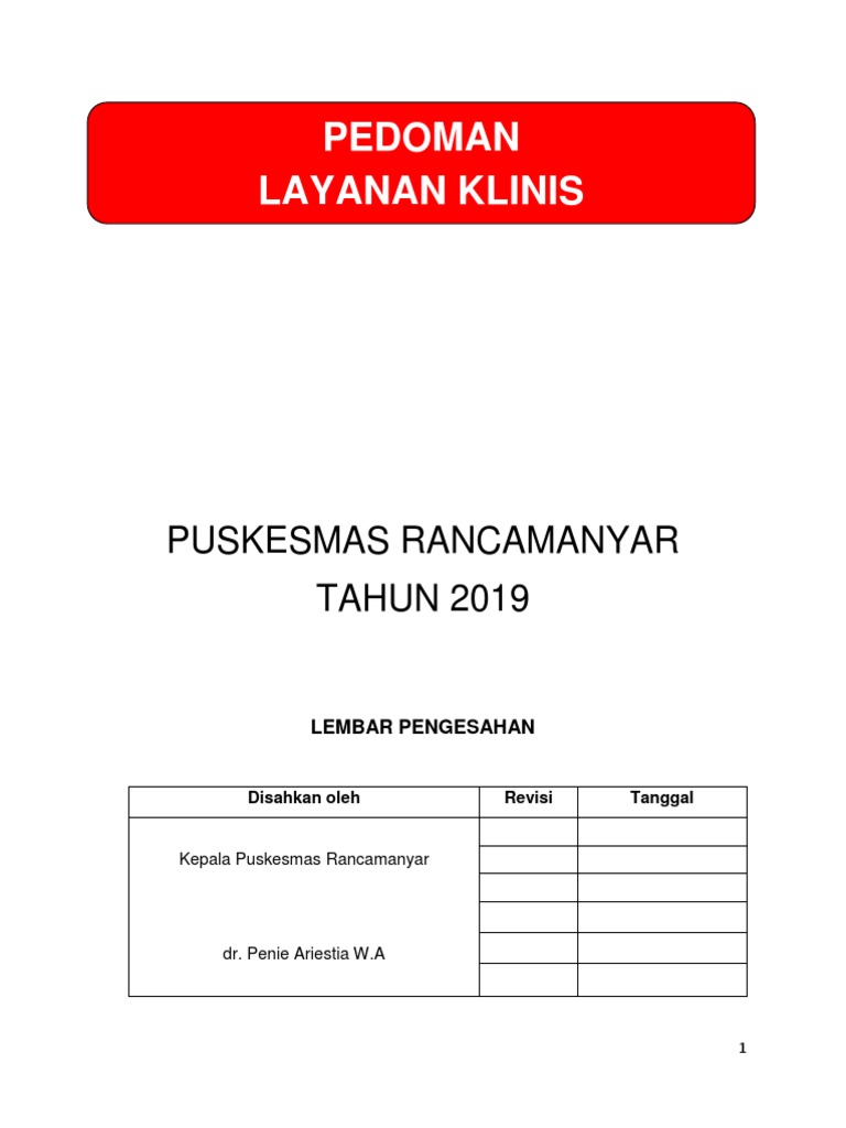 Pedoman Layanan Klinis Puskesmas Rancamanyar | PDF