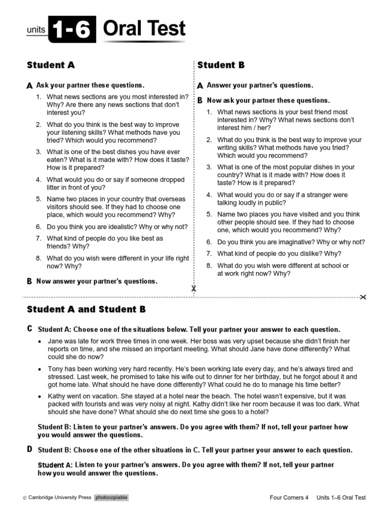 Four Corners Oral Assesment | PDF