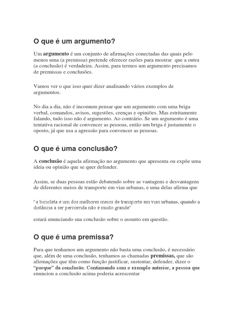 O Que É Um Argumento | PDF | Argumento | Humano