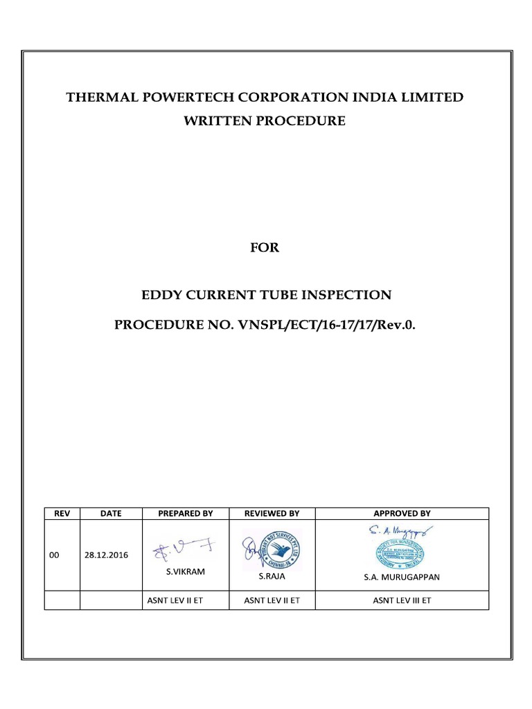 Eddy Current Test Procedure | PDF
