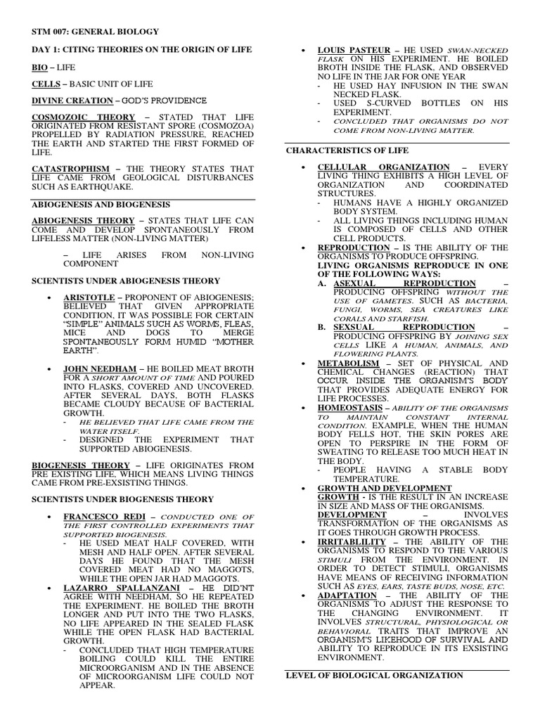 STM 007 Gen Biology Reviewer | PDF | Mitosis | Tissue (Biology)