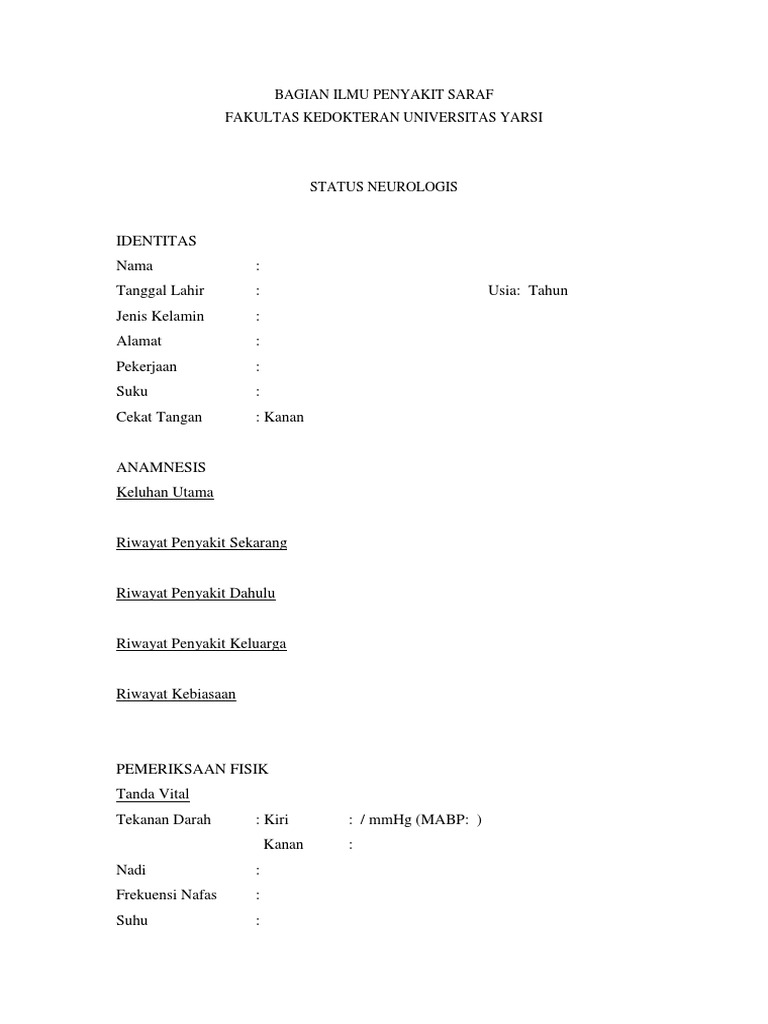 Status Neurologis Pasien: Evaluasi Lengkap | PDF