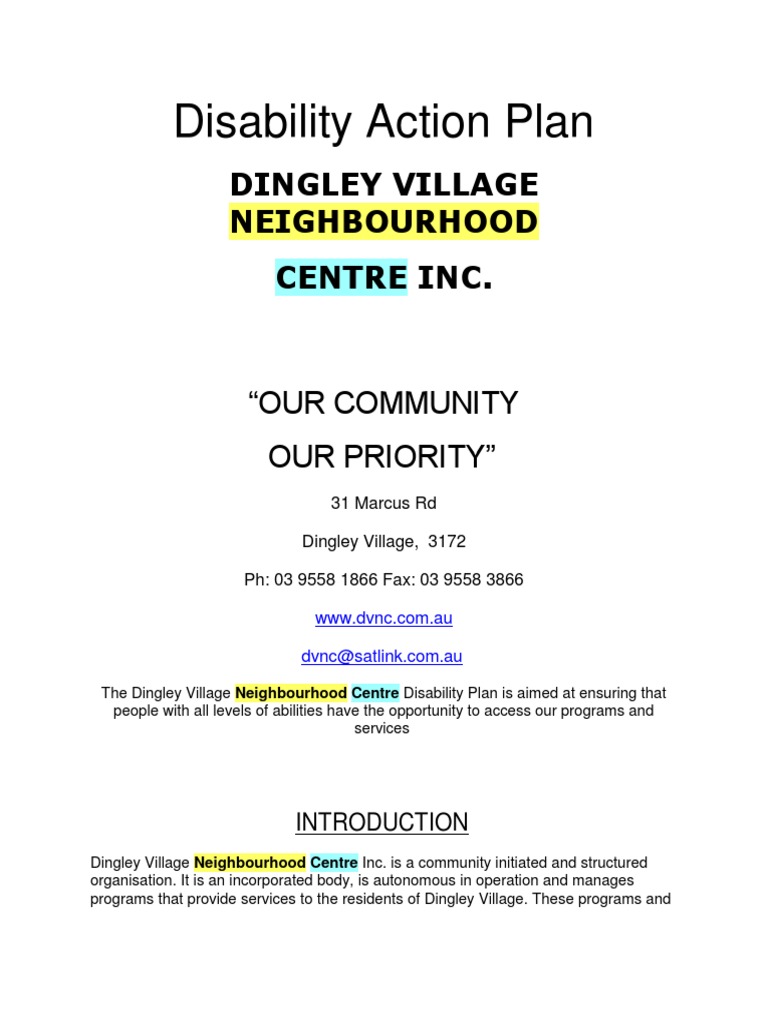 Disability Action Plan | PDF | Accessibility | Disability