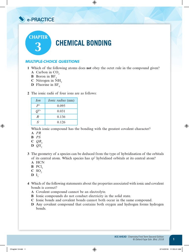 Chapter 3 | PDF | Ionic Bonding | Covalent Bond