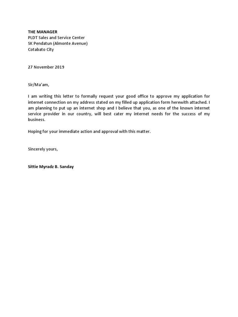 Request Letter PLDT | PDF