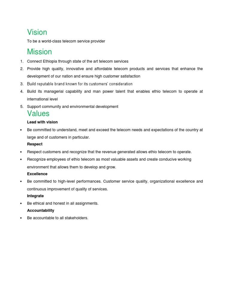 Ethiotelecom Mission,Vision& Values.docx