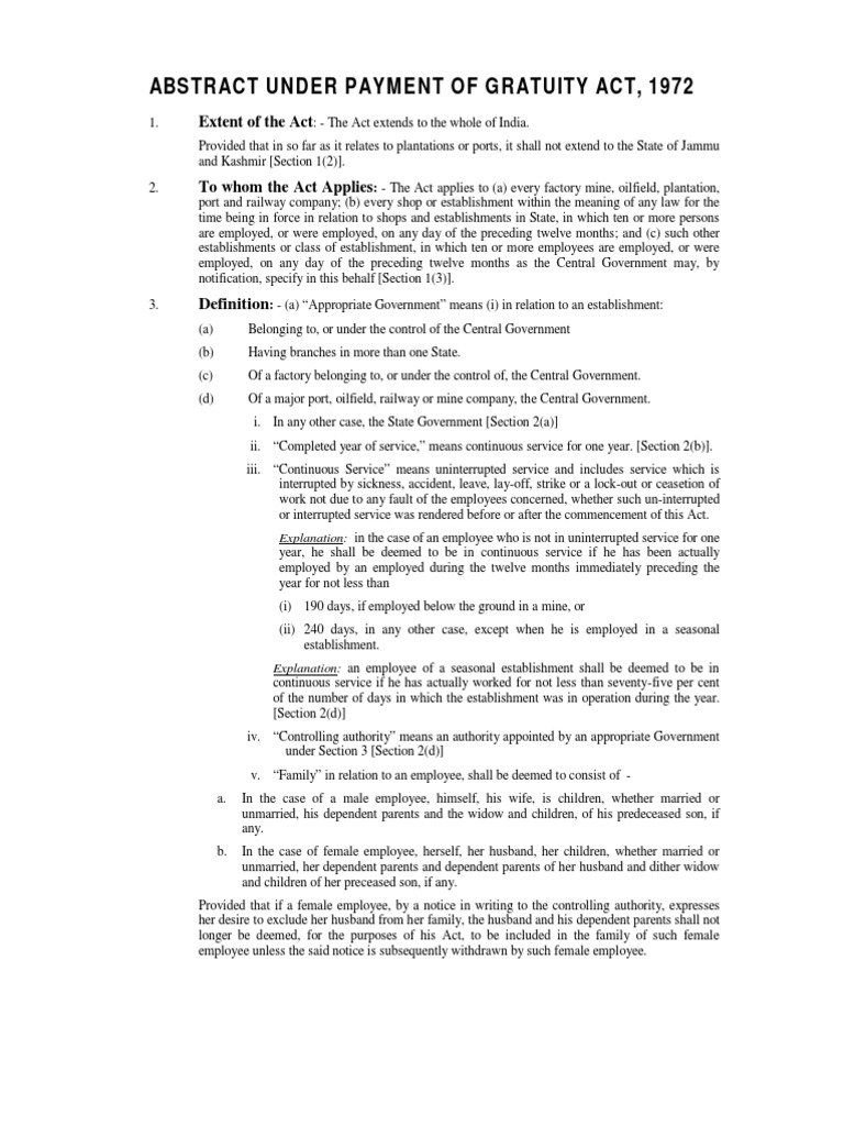 Gratuity Abstract | Gratuity | Employment