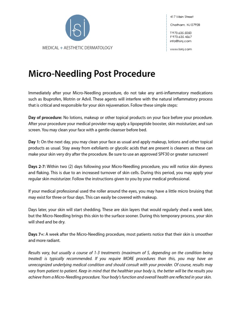 Micro-Needling Post Treatment Instructions | PDF | Skin | Cosmetics