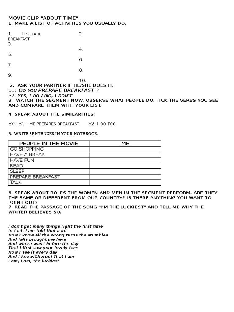 Movie Clip About Time | PDF